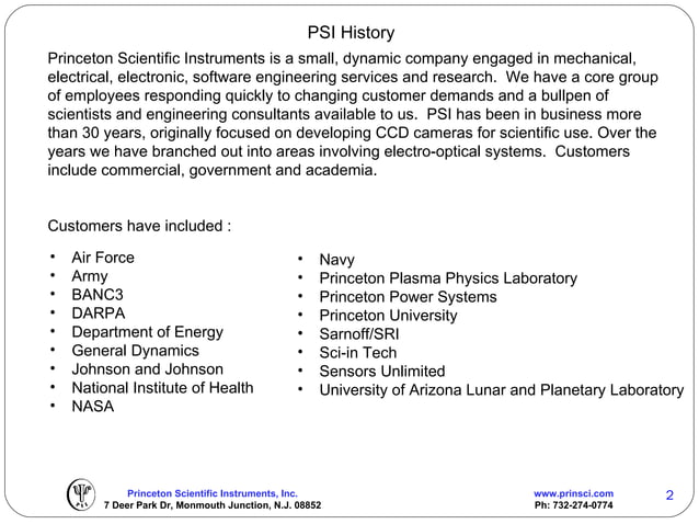 Princeton Scientific Instruments | PPT | Chemistry | Science