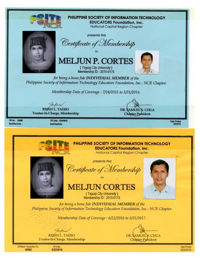 PSITE Certificate Individual Member TCU 2015 2016 | PDF