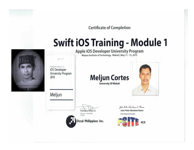 PSITE Certificate Swift iOS Training Module 1 | PDF