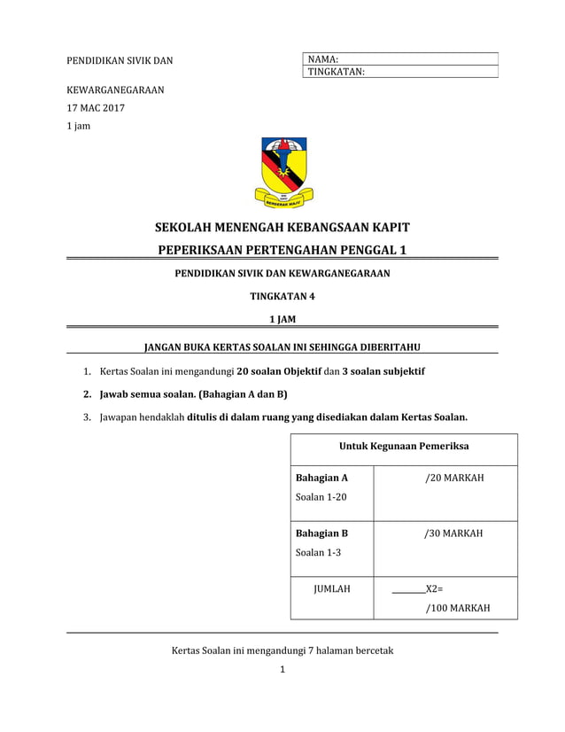 Psk tingkatan 4 | PDF