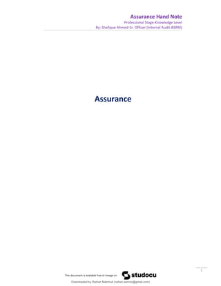 psk-assurance-hand-note.pdf | Business Accounting & Finance | Business