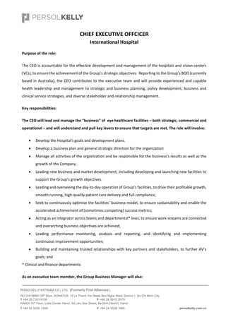 Job Description - Chief Executive Officer - Hospital | PDF