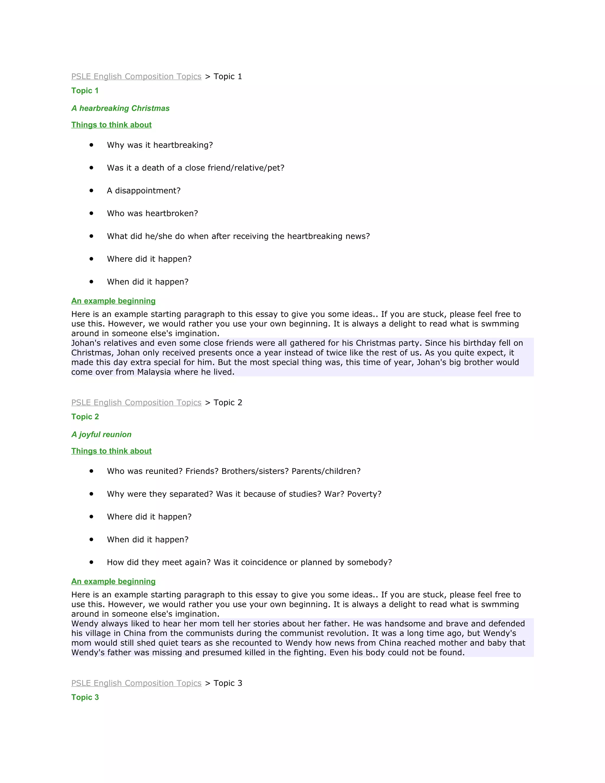 Psle english composition topics | ODT