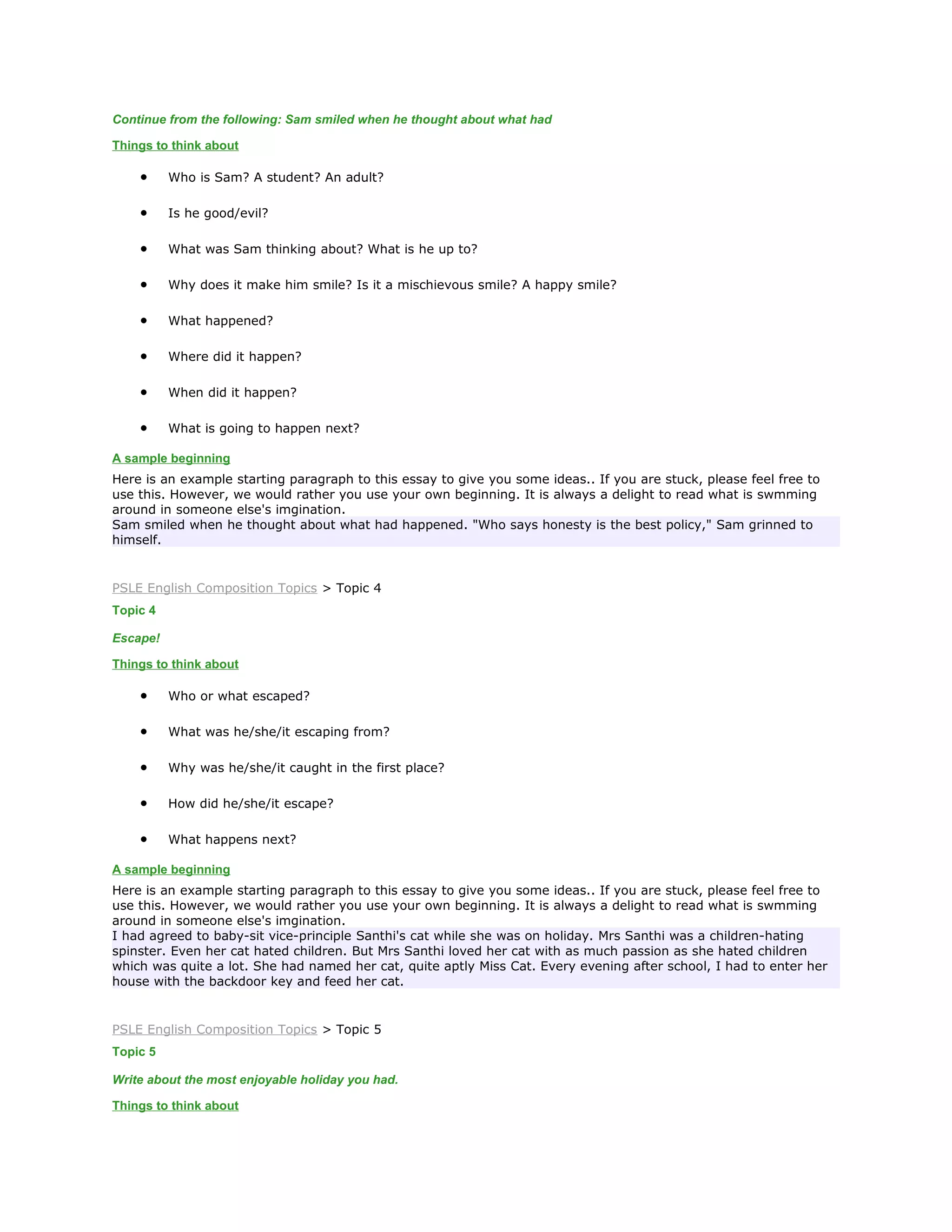 Psle english composition topics | ODT