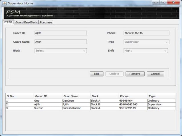 Prison management system | PPTX | Databases | Computer Software and Applications