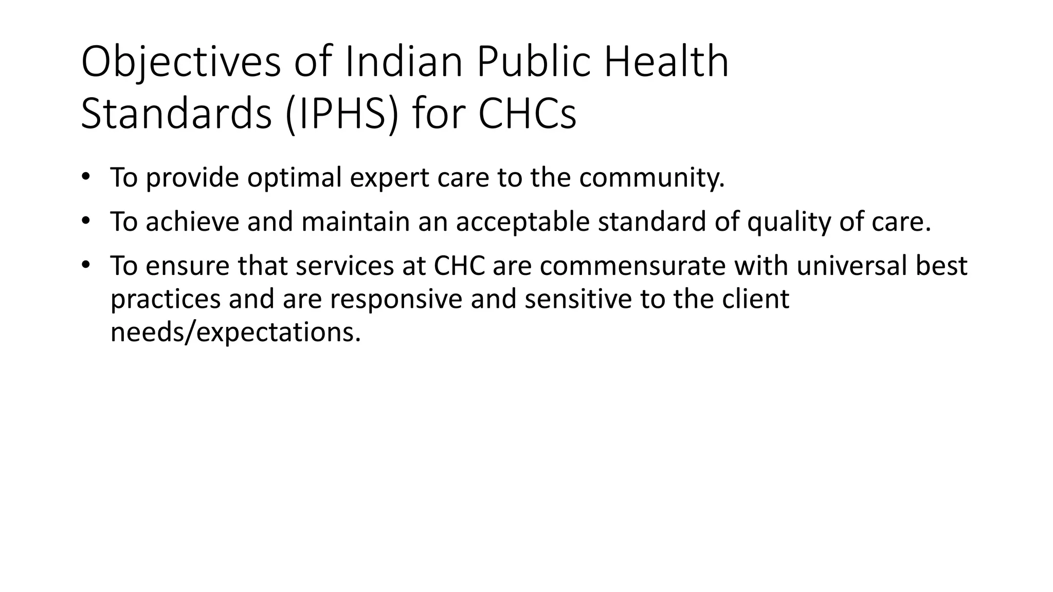 IPH standards for CHC | PPTX