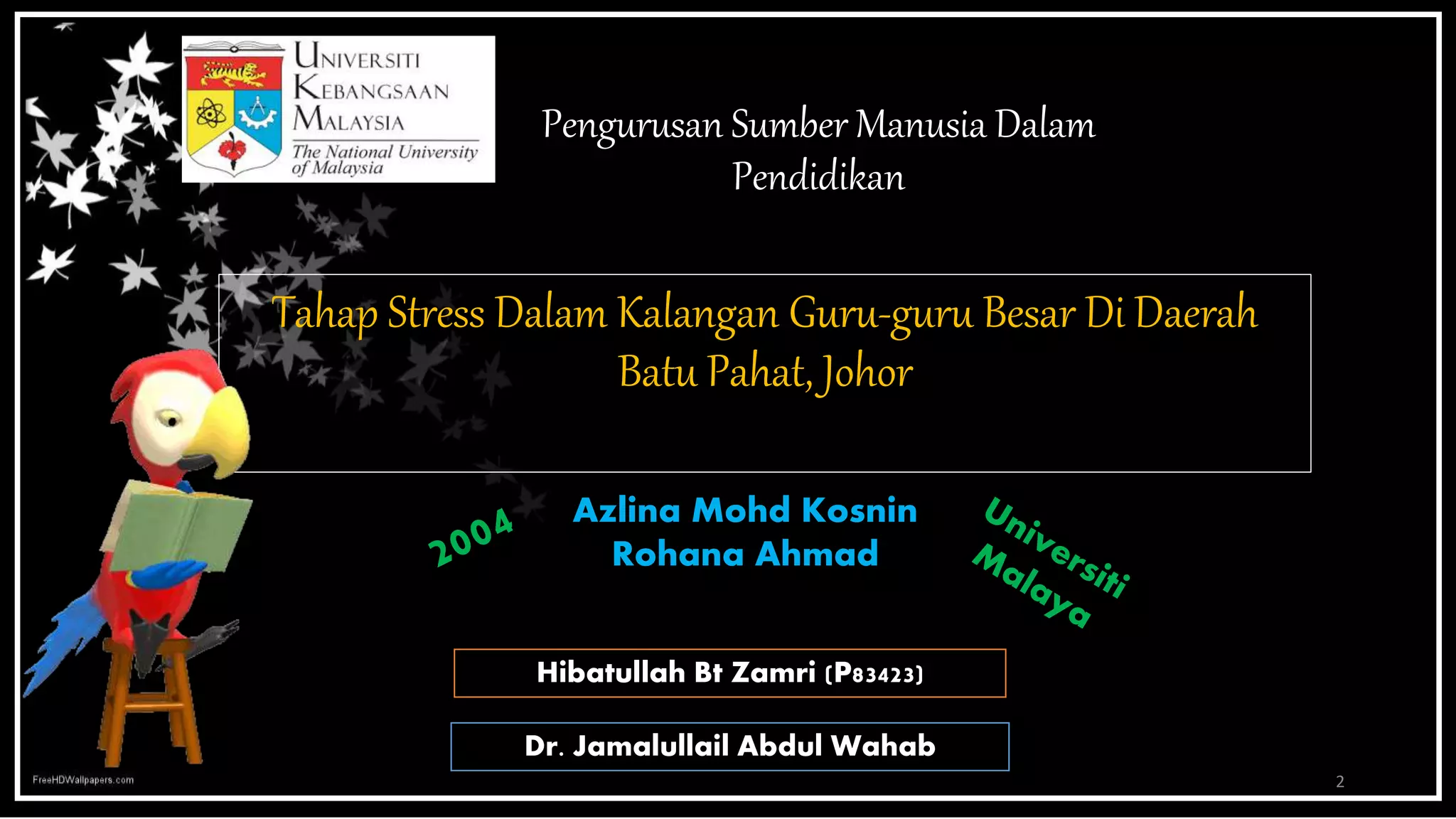 Tahap Stress Dalam Kalangan Guru-guru Besar | PPTX