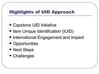 Asset Management Using Item Unique Identification (IUID) | PPT