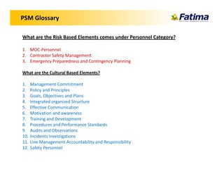 Process Safety Management Elements Glossary | PDF