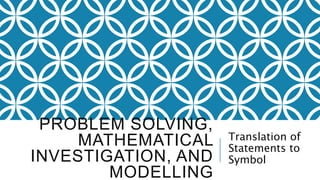 Problem Solving, Mathematical Investigation and Modelling - Topic 1 | PPTX