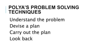 Problem Solving, Mathematical Investigation and Modelling - Topic 1 | PPTX