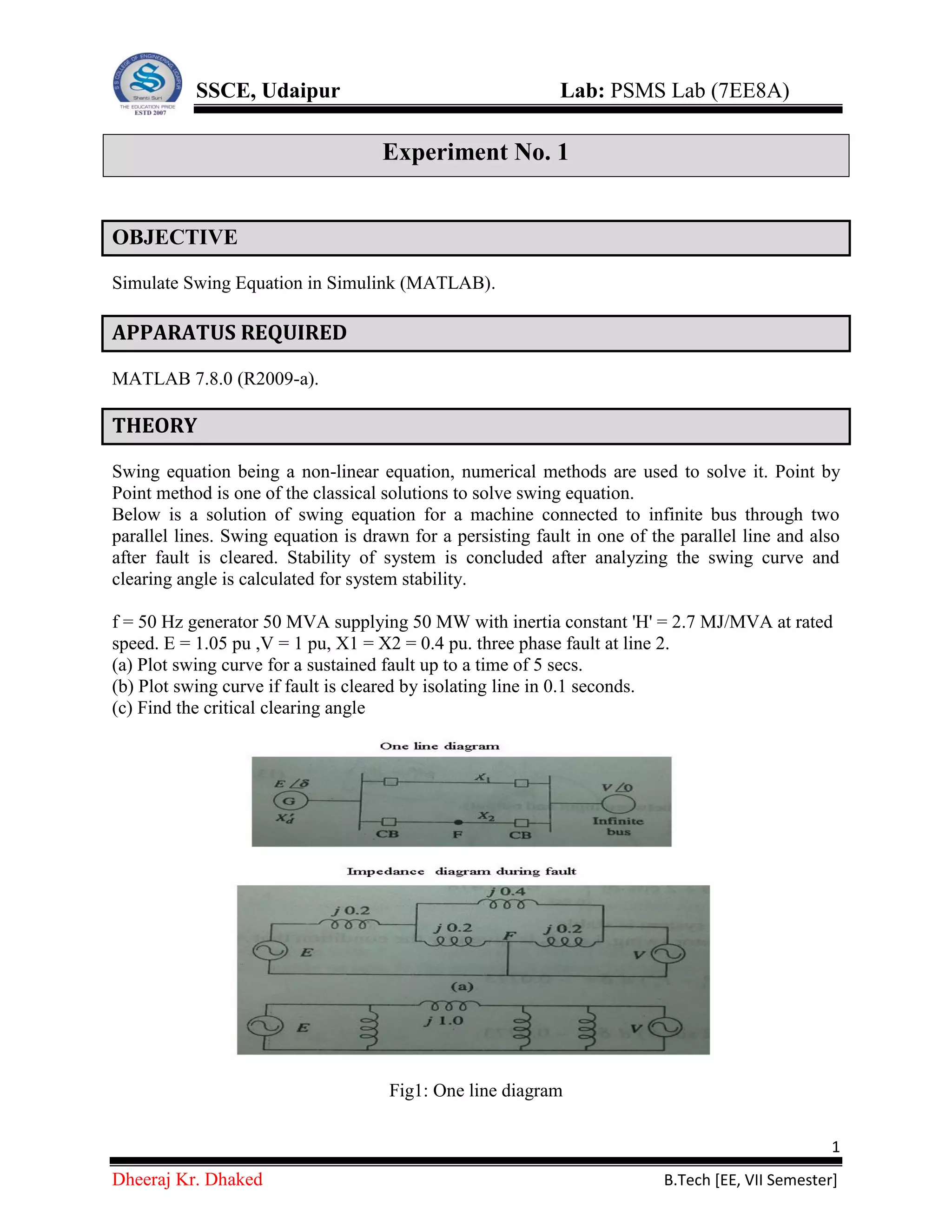 Power System Modeling and Simulation lab manual | PDF