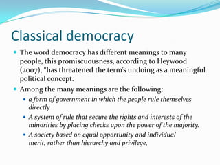 Models of democracy | PPTX