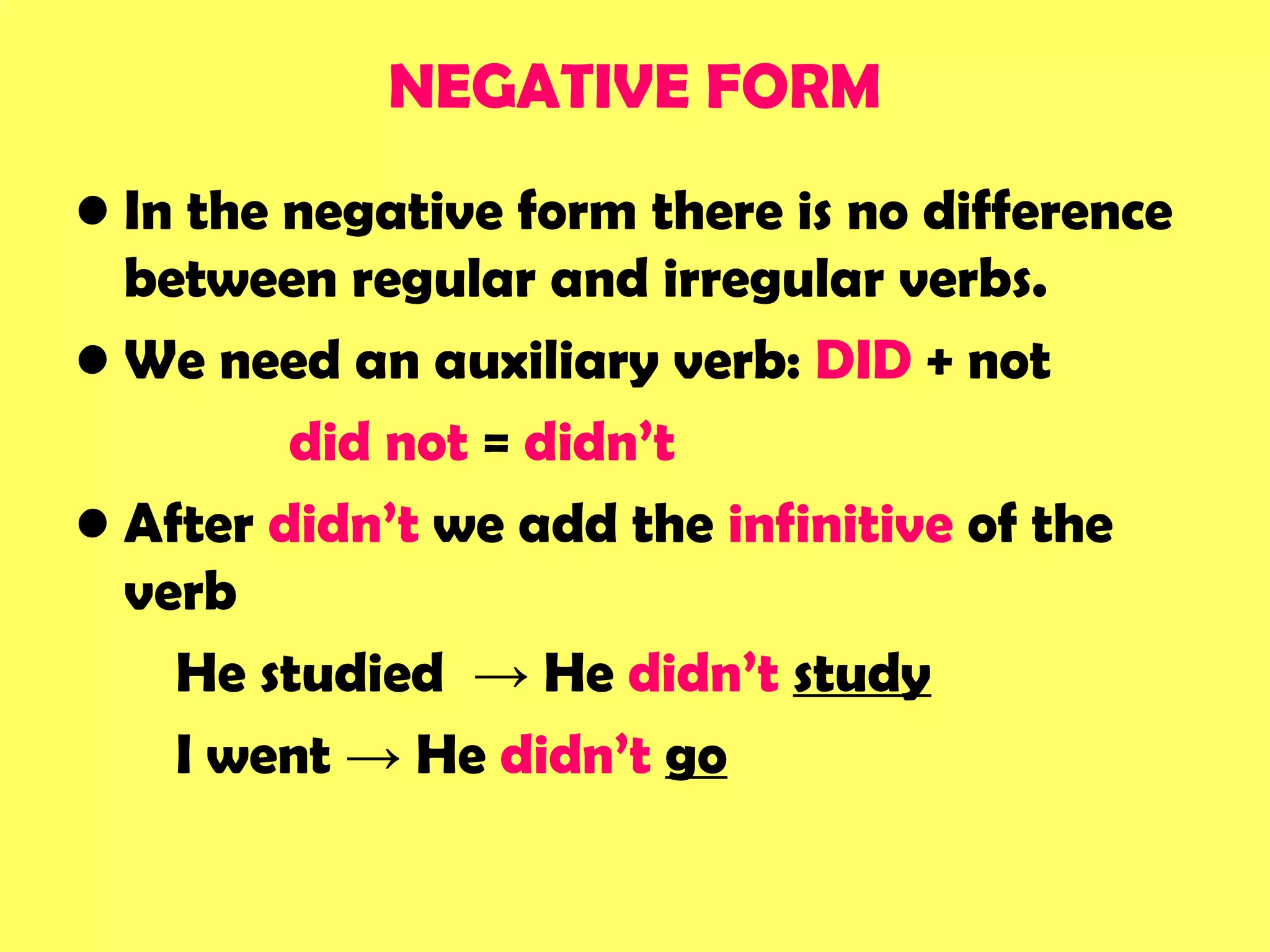 Past Simple: Negative and Interrogative | PPT