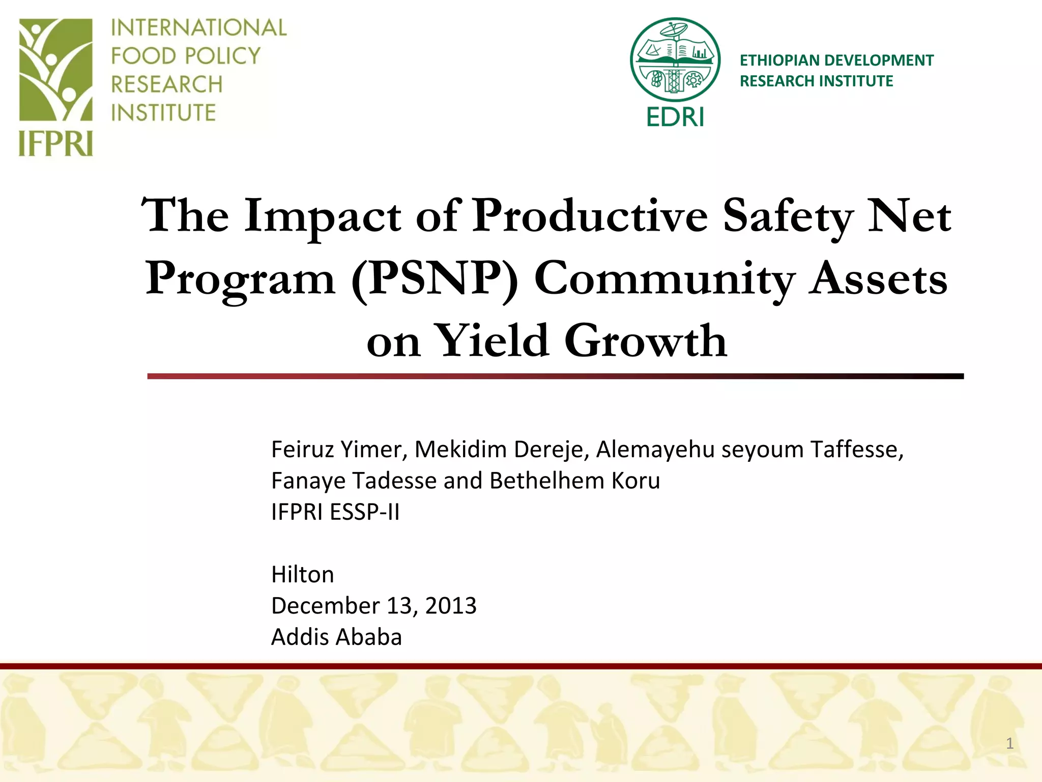 The Impact of Productive Safety Net Program (PSNP) Community Assets on ...