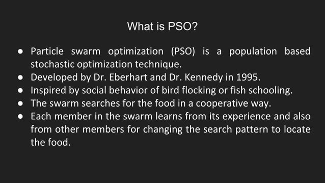 Particle swarm optimization (PSO) ppt presentation | PPTX | Computer Software and Applications ...