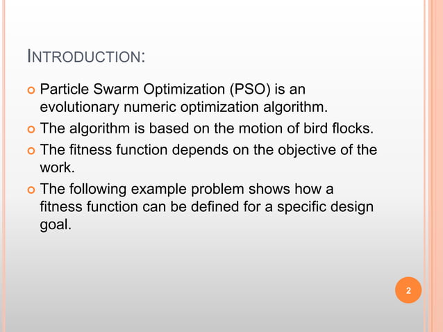 Particle Swarm Optimization (A Circuit Optimization Problem) | PPTX