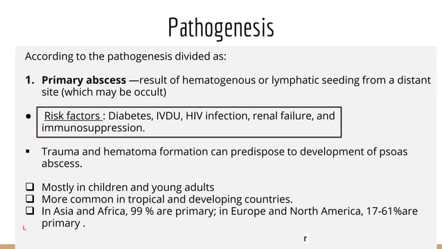 Psoas abscess | PPTX | Digestive Disorders | Diseases and Conditions