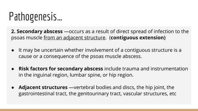 Psoas abscess | PPTX | Digestive Disorders | Diseases and Conditions