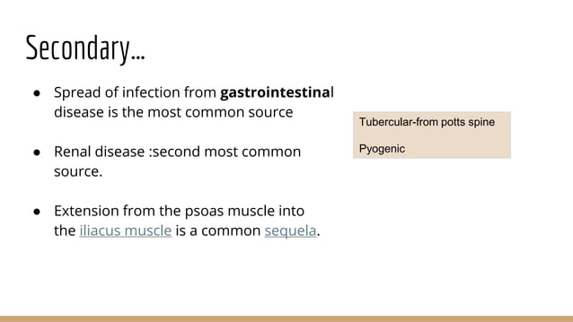 Psoas abscess | PPTX | Digestive Disorders | Diseases and Conditions