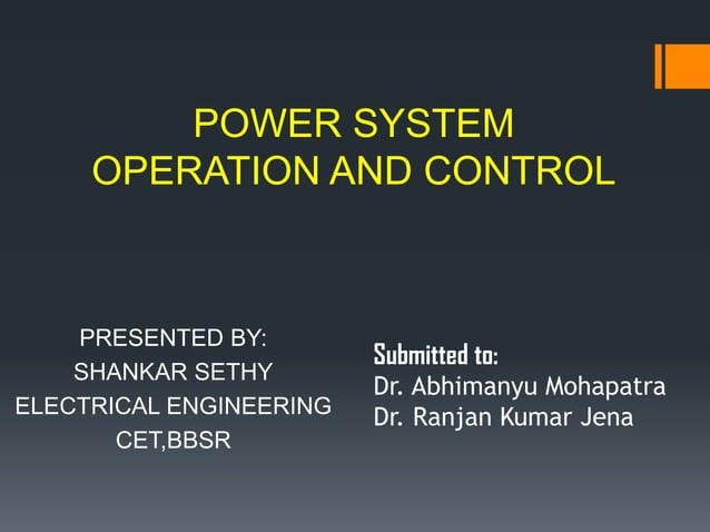 Power System Operation and Control | PPTX