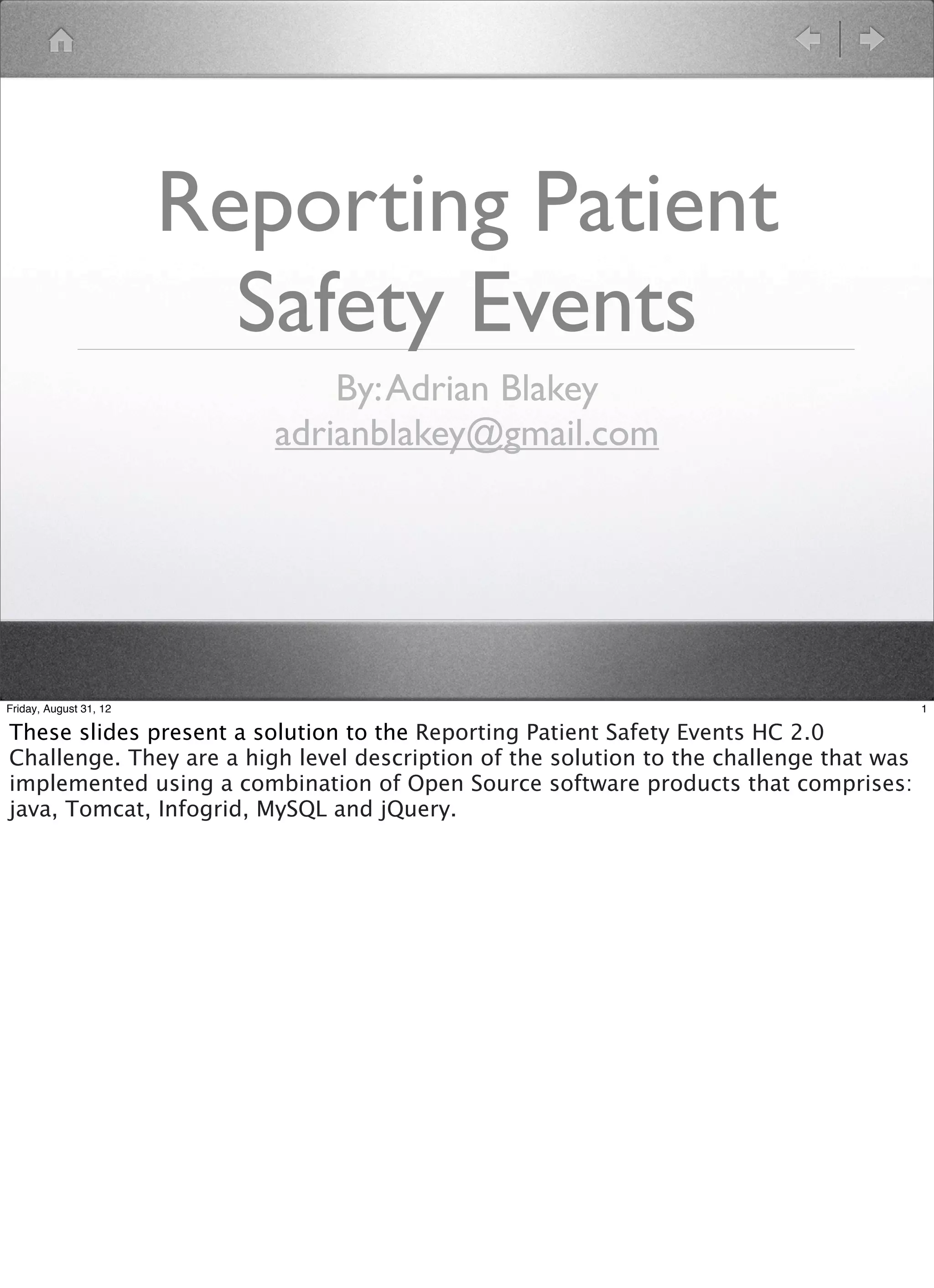 Reporting Patient Safety Events | PDF