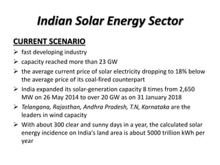 Present Scenario of Renewable energy in India 2018 | PPTX