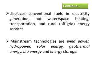 Present Scenario of Renewable energy in India 2018 | PPTX