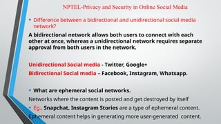 privacy and security in online social media useful for NPTEL | PPTX