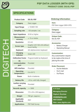 PSP Data Logger - Digitech Roorkee | PDF
