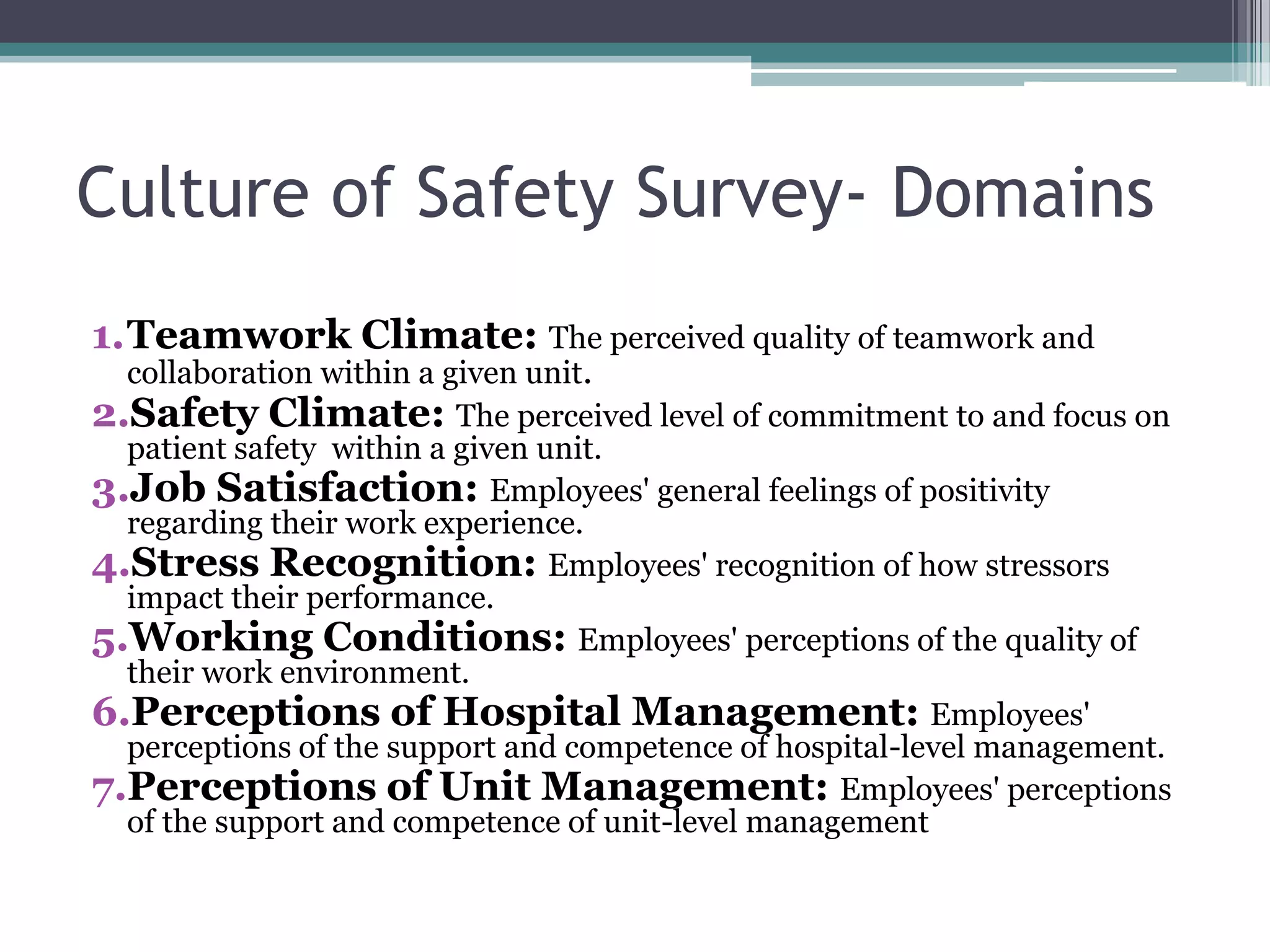 Safety Attitudes Questionnaire- a way to measure “culture of safety” | PPT