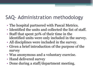 Safety Attitudes Questionnaire- a way to measure “culture of safety” | PPT