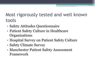 Safety Attitudes Questionnaire- a way to measure “culture of safety” | PPT