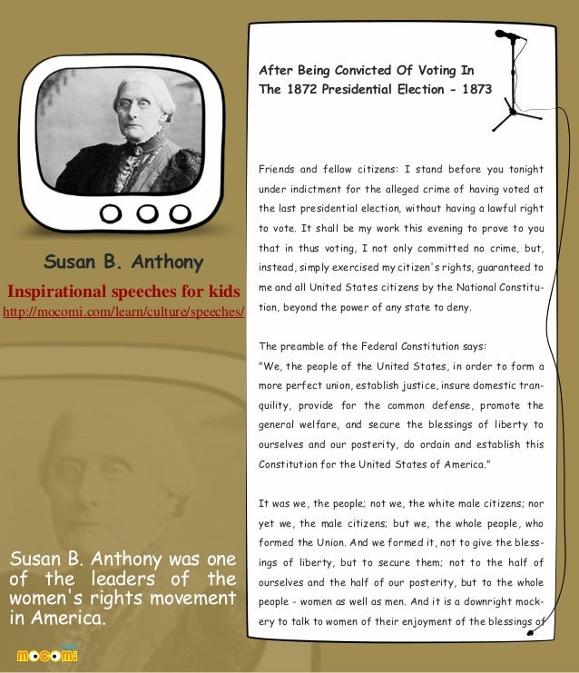 Susan B. Anthony - Inspirational speech for kids – Mocomi.com