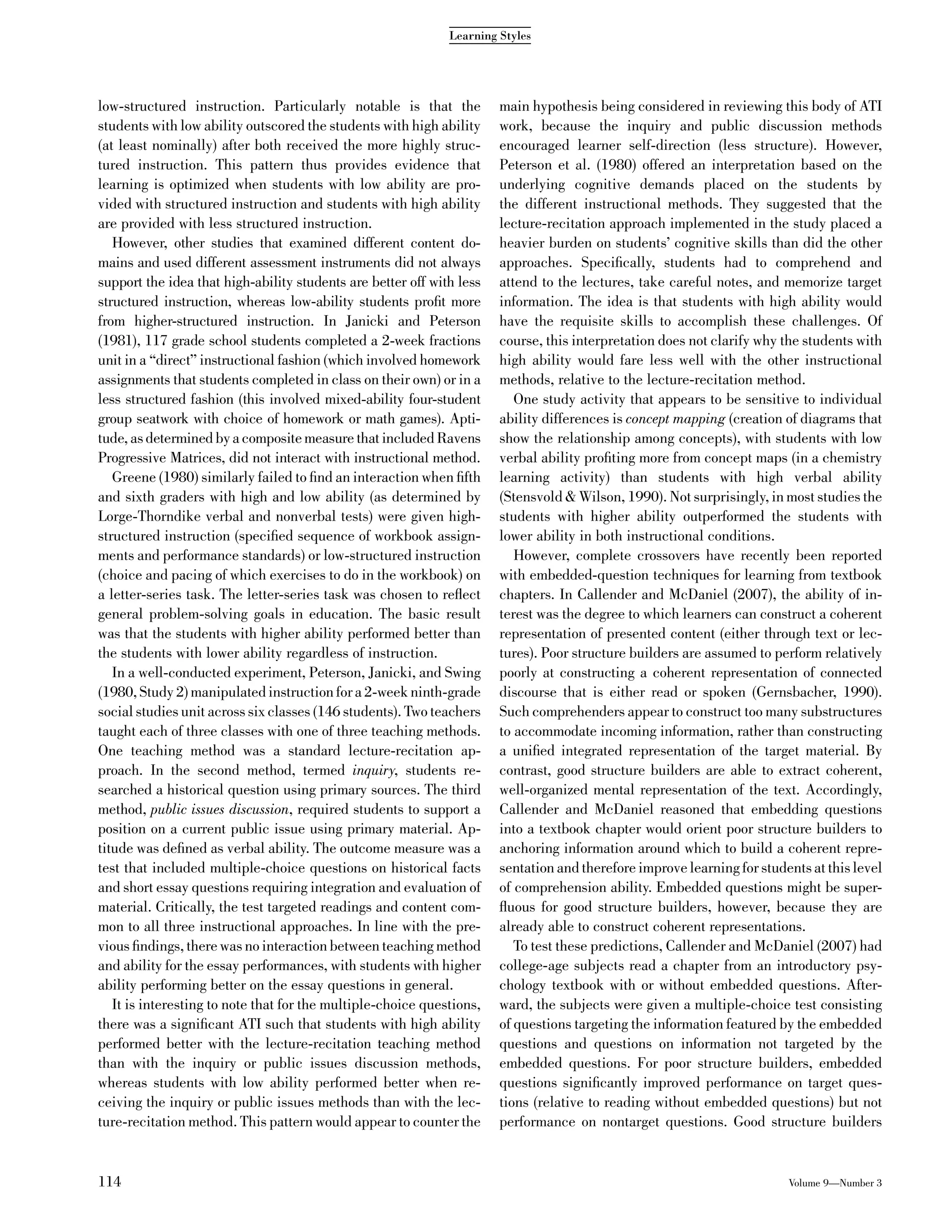 Learning Styles: Concepts and Evidence. Harold Pashler, Mark McDaniel ...