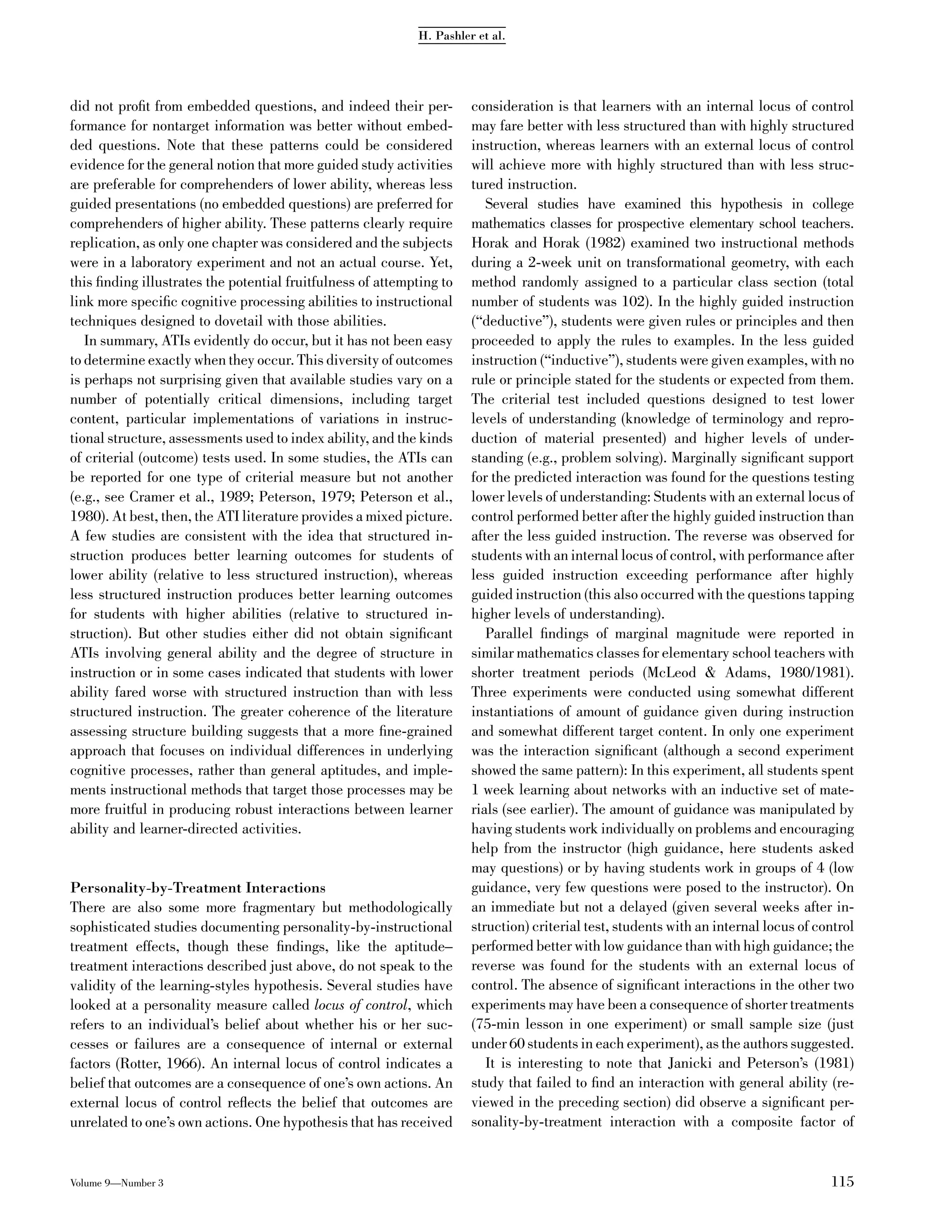 Learning Styles: Concepts and Evidence. Harold Pashler, Mark McDaniel ...