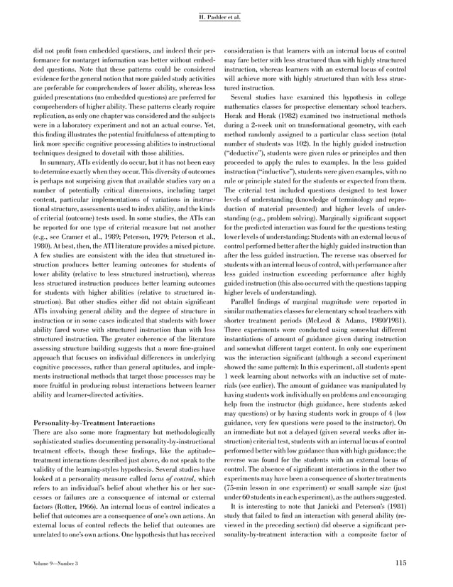 Learning Styles: Concepts and Evidence. Harold Pashler, Mark McDaniel ...