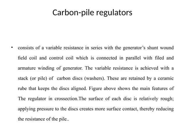 Carbon-pile voltage and current regulators | PPTX