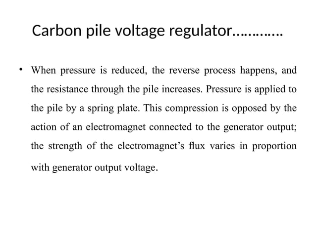 Carbon-pile voltage and current regulators | PPTX