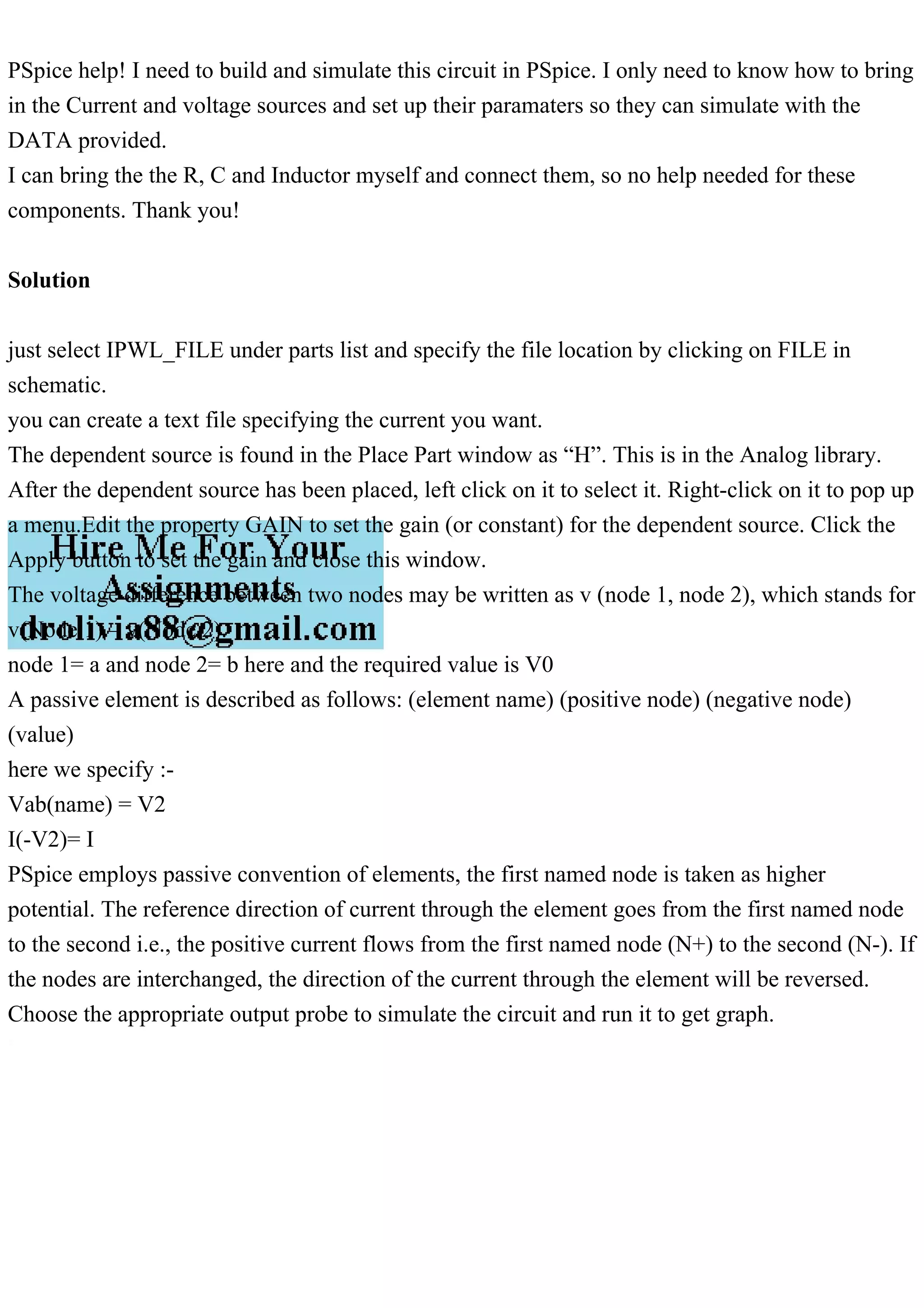 PSpice help! I need to build and simulate this circuit in PSpice. I .pdf
