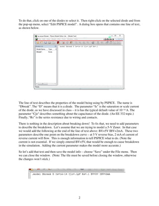 PSPICE tutorial: Zener diodes & editing parts | PDF