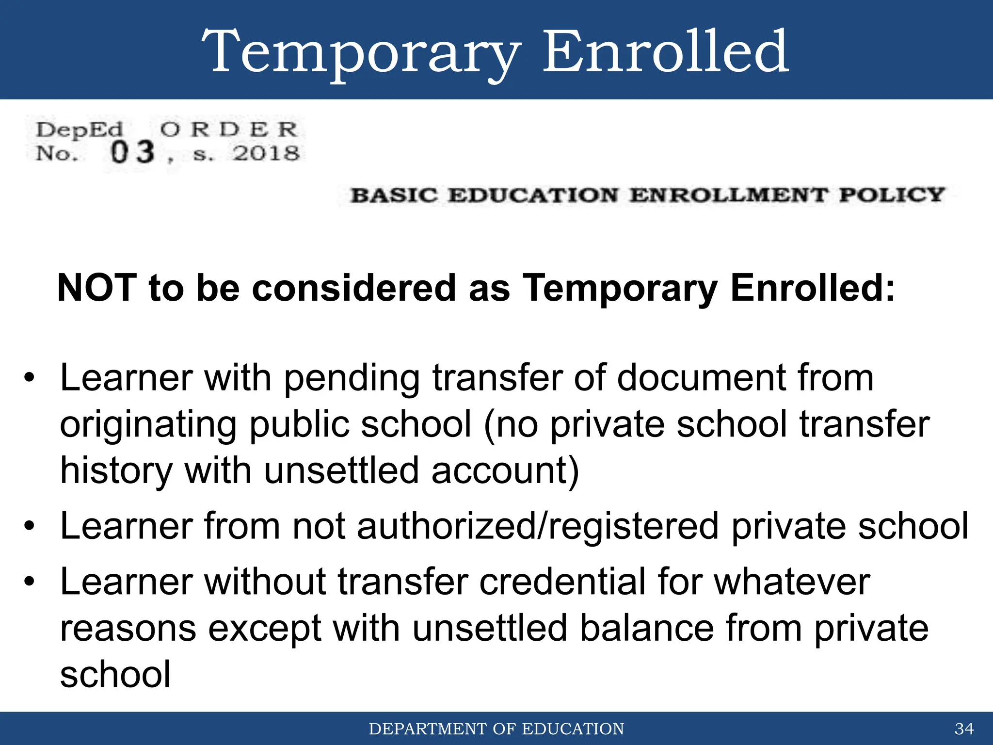PS Policies on Enrolment , Transfer of Docs, Checking of School Forms ...