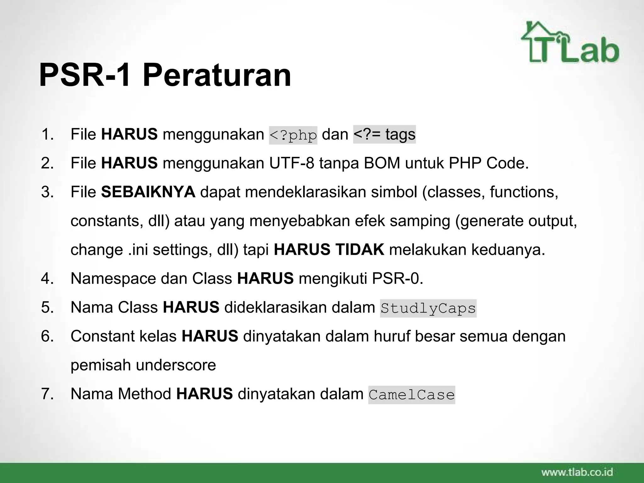 Mari Memahami PSR (PHP Standards Recommendation) | PPT