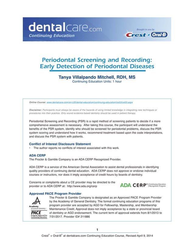PSR para detectar el indice de tratamiento periodontal | PDF | Oral ...