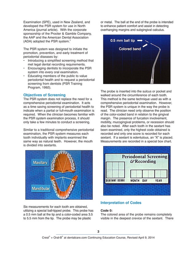 PSR para detectar el indice de tratamiento periodontal | PDF | Oral ...
