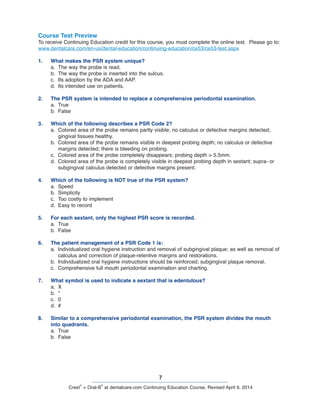 PSR para detectar el indice de tratamiento periodontal | PDF