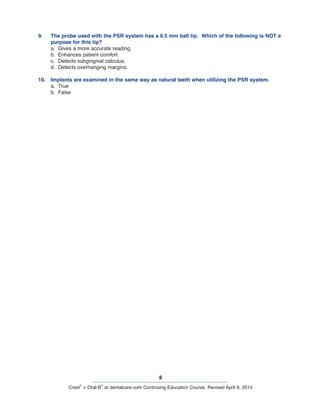 PSR para detectar el indice de tratamiento periodontal | PDF