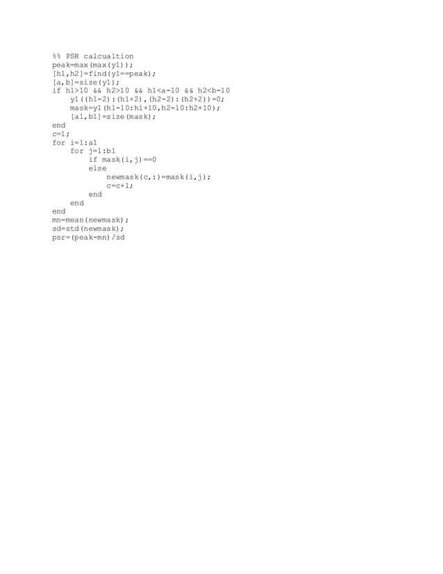 Psr calculation matlab code | PDF