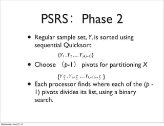 parallel sorting by regular sampling | PDF | Computing | Technology & Computing