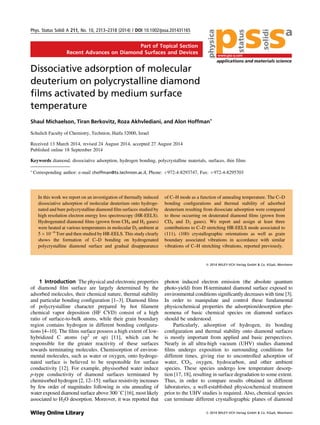 Dissociative adsorption of molecular deuterium on polycrystalline diamond films activated by ...